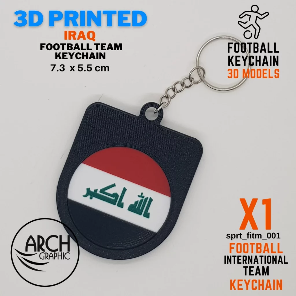 3D printed Iraq football keychain | 3D Printing UAE