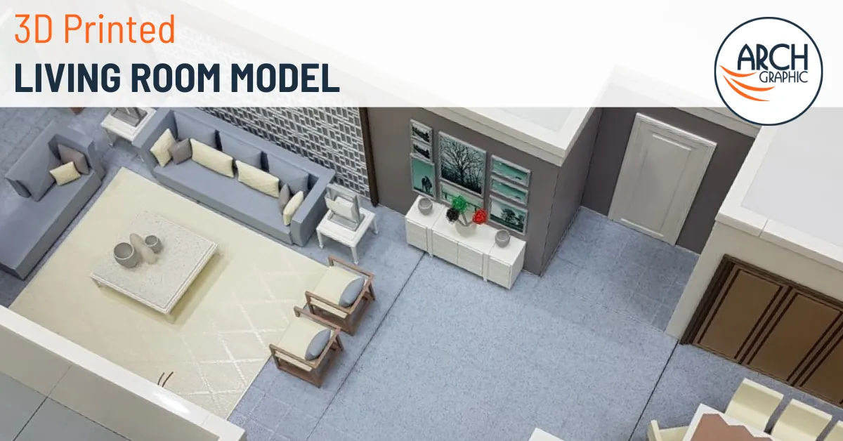 3d printed interior living room model
